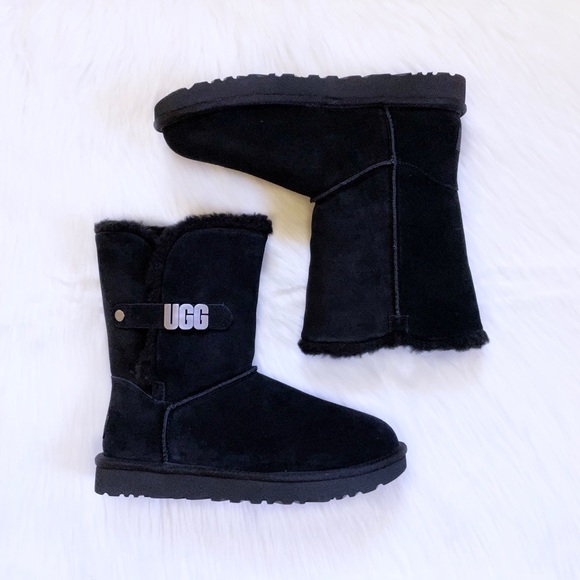 UGG | Shoes | Ugg Bailey Ugg Metal Graphic Black Suede Boots | Poshmark